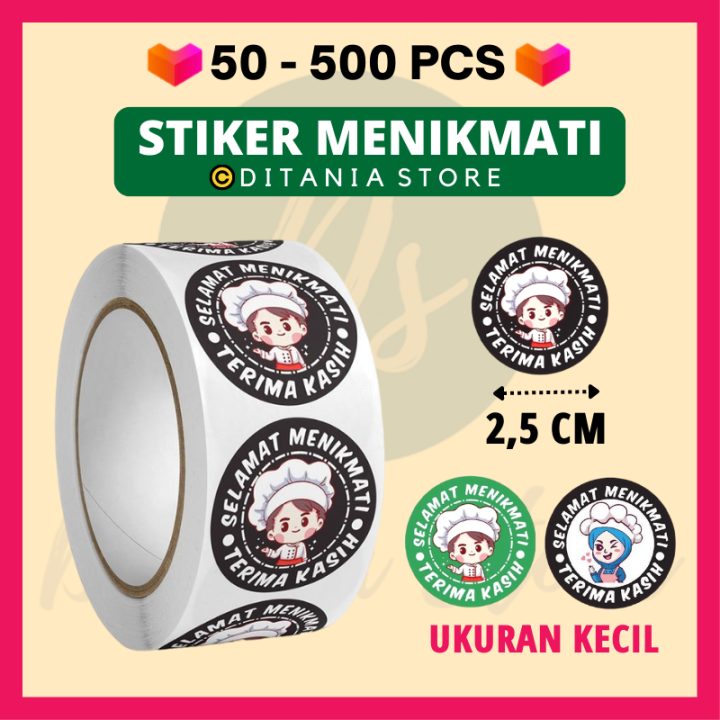 500Pcs/Rol Stiker Selamat Menikmati 2,5CM Sticker Label Jualan Makanan ...