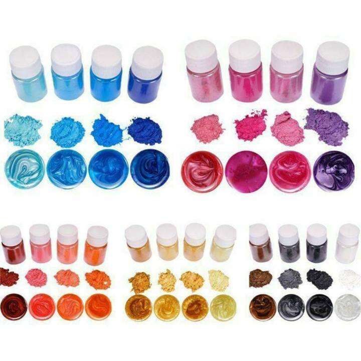 4PCS Mica Powder Pigment, 20 Colors Non-Toxic Natural Epoxy Resin Dye ...