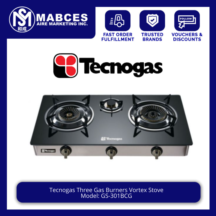 Tecnogas Three Gas Burners Vortex Stove GS-301BCG | Lazada PH