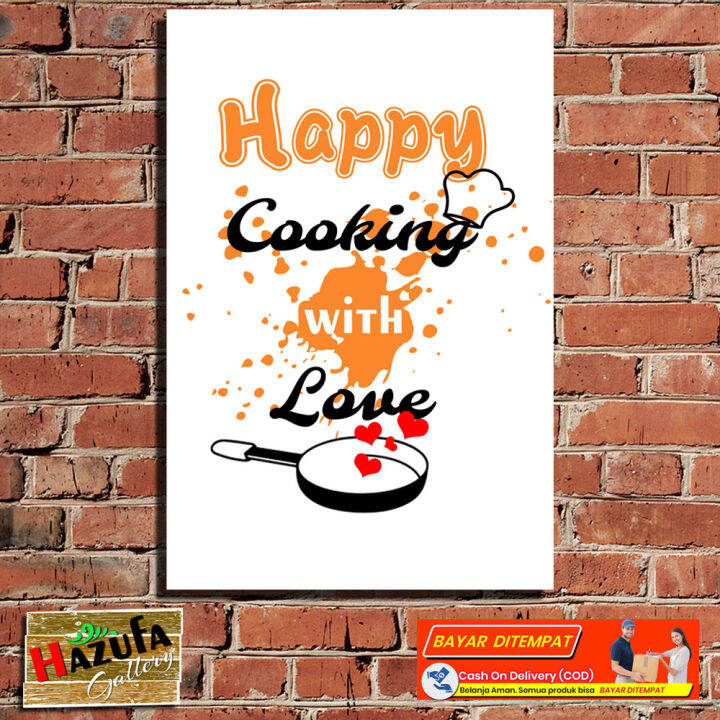 Hiasan Dinding Dapur Happy Cooking With Love -- Poster Kayu / Hiasan ...