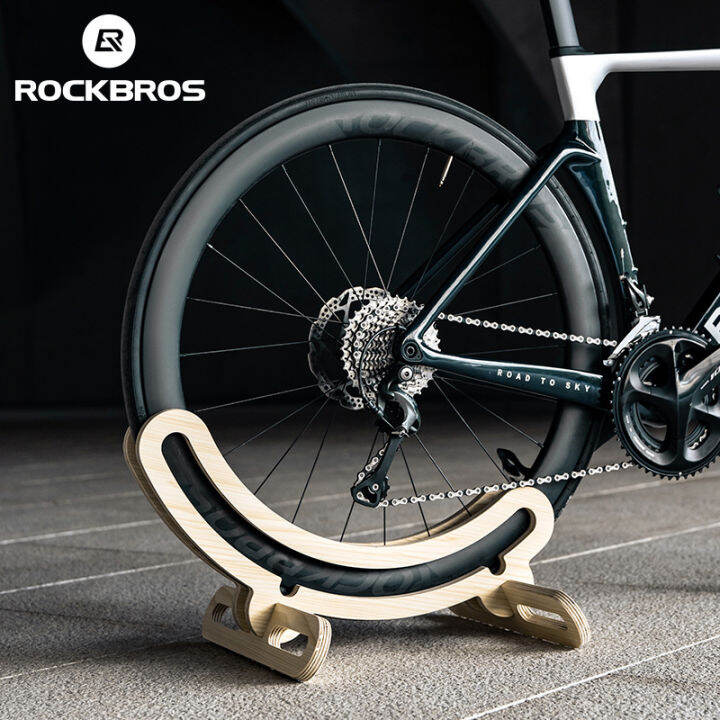 ROCKBROS Wooden Bicycle Rack Removable Bike Parking Frame Stable Interlocking Road Bike Display ...