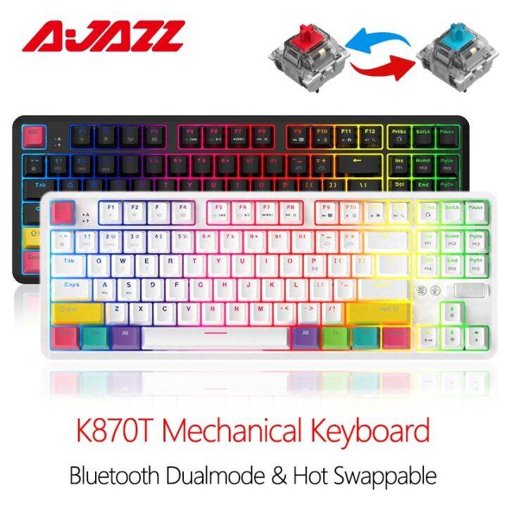 AJAZZ K870T RGB Bluetooth Wireless Keyboard Hot Swappable Gaming ...