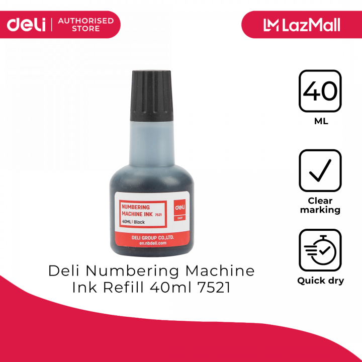 Deli Numbering Machine Ink Refill 40ml 7521 [797521] | Lazada PH