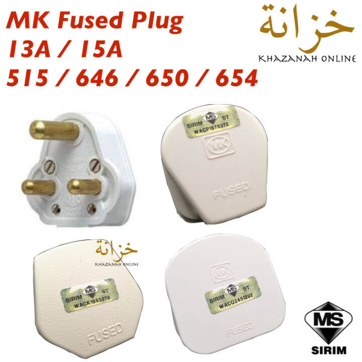 MK UK 3 Pin Plug top 13A / 15A | Bakelite / Nylon / Polycarbonate PC ...