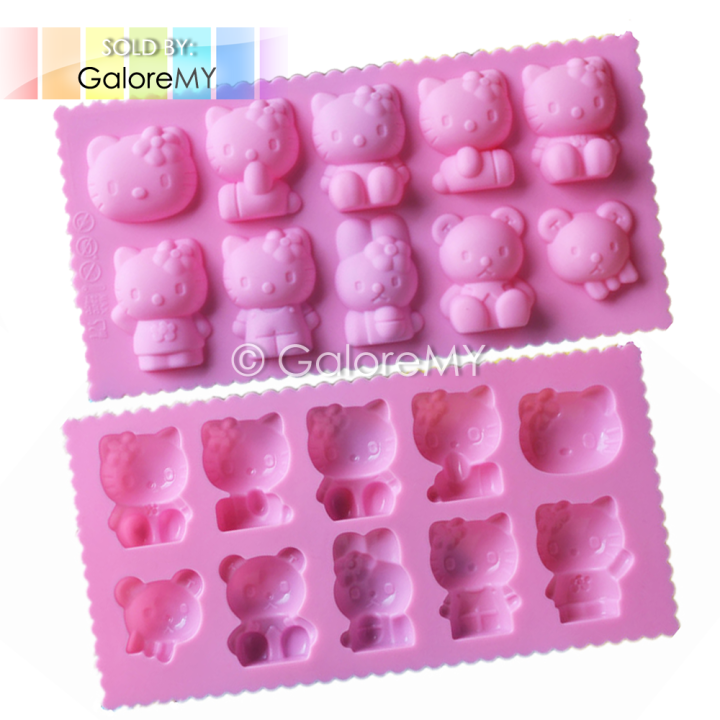 10-cavity Hello Kitty Silicone Mold Chocolate Moulds Jelly Molds DIY Silicon Soap Molds Cute ...