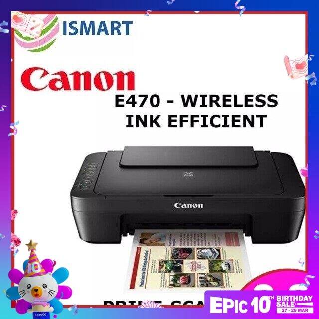Canon Pixma E470 Ink Efficient All in 1 Inkjet Printer (Print,Scan,Copy ...