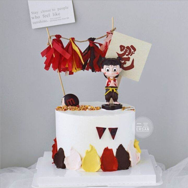 [Ready Stock] Nezha Little Cute Mini Kids Cartoon Cake Topper ...