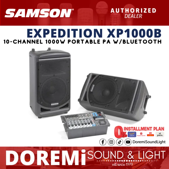 SAMSON Expedition XP1000B 10-Channel 1000W Portable PA with Bluetooth ...