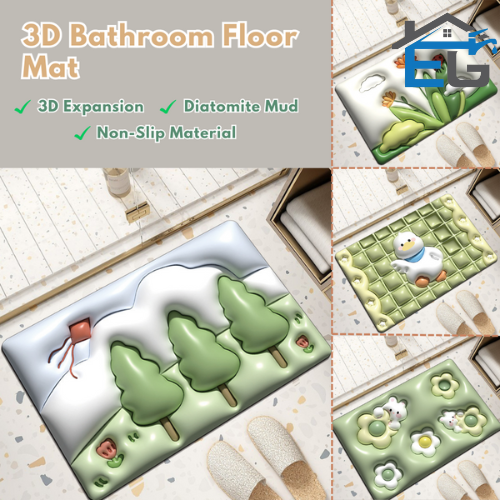 Inflated 3D Visual Floor Mat Super Absorbent Diatom Mud Pad Kitchen ...