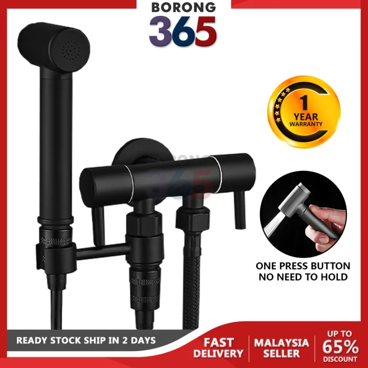 [FULL SET] Borong365 Dual Tap Bidet Spray Set Bathroom Faucet Paip ...