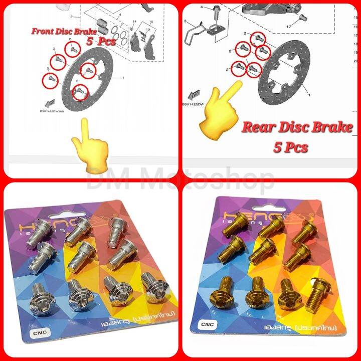 Heng Original 8x20 Disc Brake Rotor Plate Bolts Gold And White Yamaha Sniper 155 Front And Rear