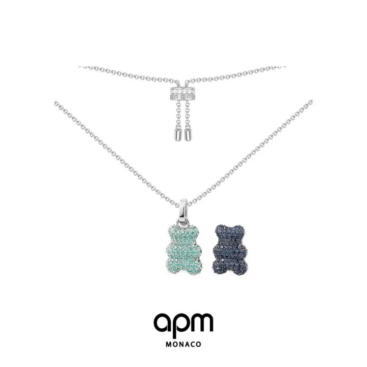 [พร้อมกล่อง] APM Monaco Captain Yummy Bear Blue สร้อยคอกระดูกไหปลาร้าคู่หญิง | Lazada.co.th