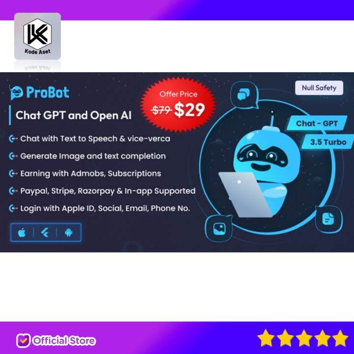 SOURCE CODE APLIKASI PROBOT - CHATGPT | ADMOB | SUBSCRIPTION INAPP | OPEN AI CHAT, WRITING ...