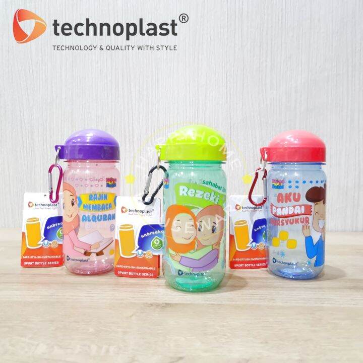 TECHNOPLAST Najma & Haikal Bottle Sport 450ml / Botol Minum Carabiner | Lazada Indonesia