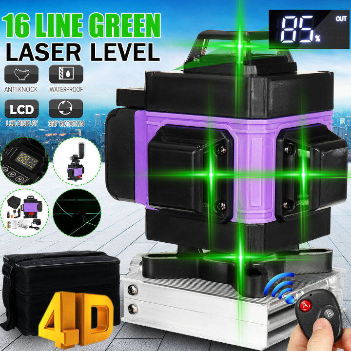 16 Line 360° Green Light Laser Level Self-Leveling Horizontal Vertical ...