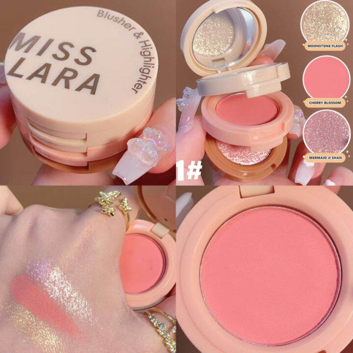 Pudaier Matte Highlighter Blush 3 In 1 Palette Pearly Blush Shiny ...