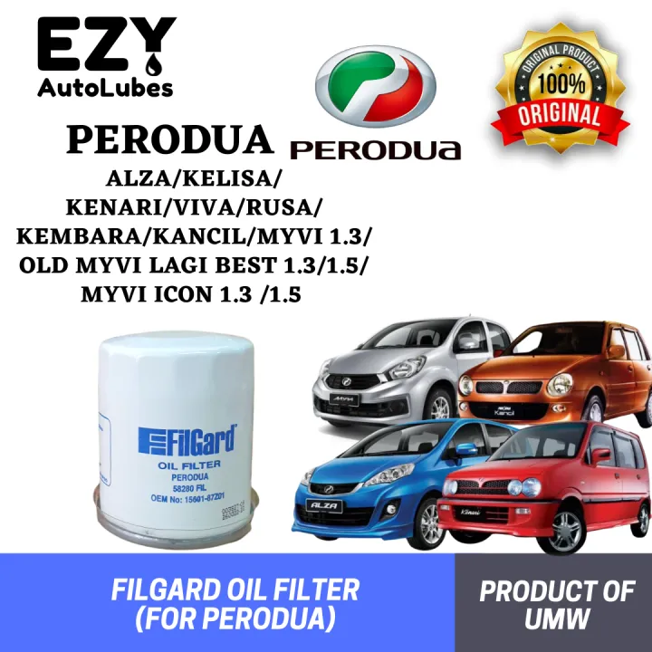 FilGard Perodua Oil Filter 58280 OEM NO 15601-87Z01 100% Original from ...