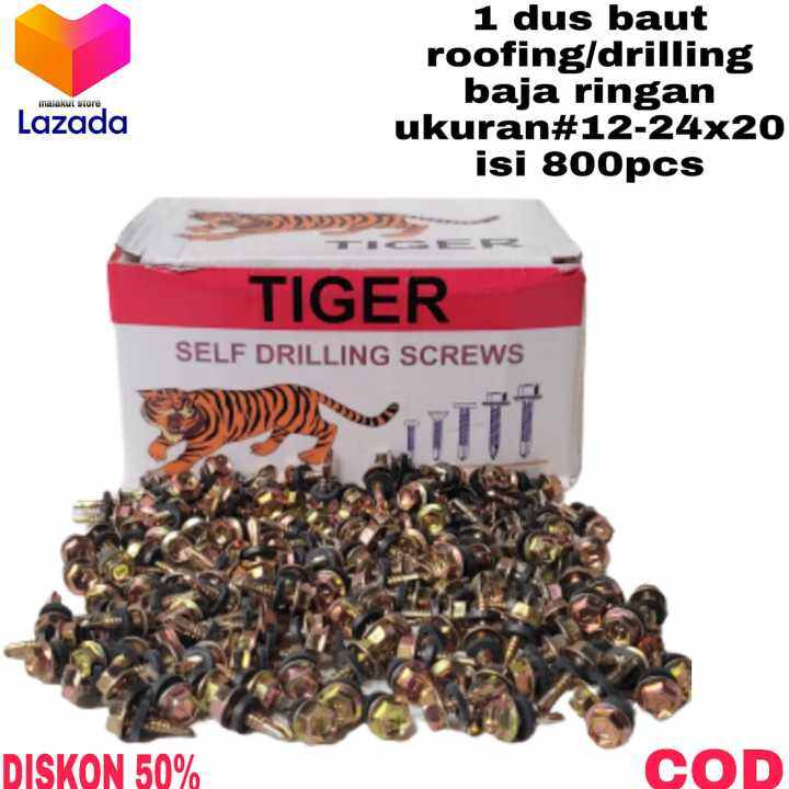 1 dus Baut Roofing isi 800pcs baut Self Drilling Screw 1kotak 800pcs Baut Baja Ringan / Atap ...