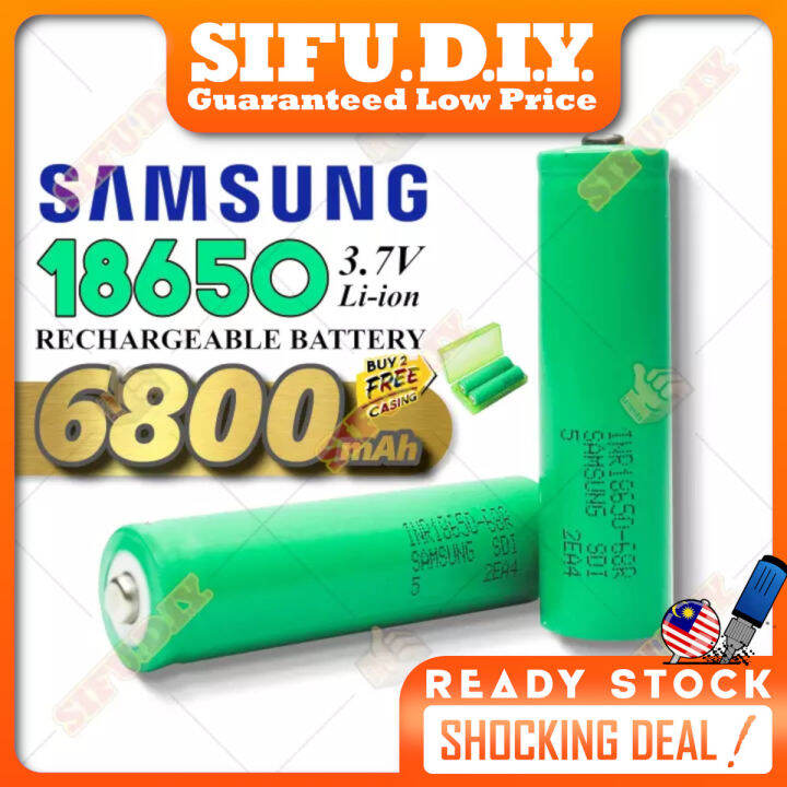 SAMSUNG 18650 Rechargeable Battery Flat Top / Button Top Bateri Cas ...