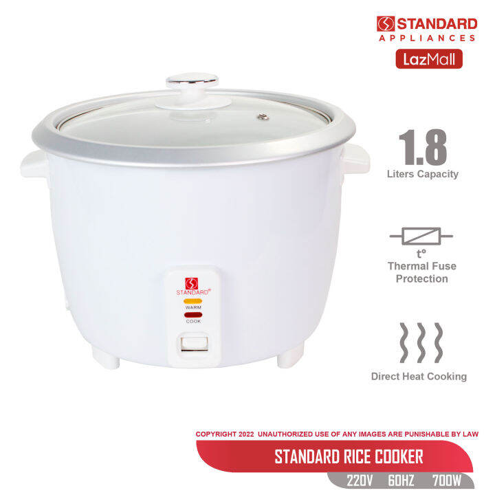 Standard Rice Cooker 1.8L Plain White | Lazada PH