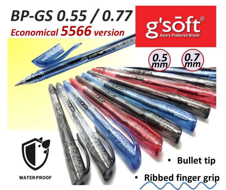 Gsoft ball pen GS 055 077 ballpen economical 5566 smooth waterproof bullet tip (pena mata bulat ...