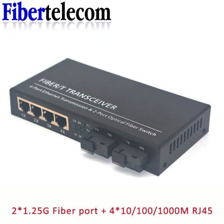 Fiber switch 4 RJ45 UTP 2 SC 1A+1B fiber Gigabit Fiber Optical Media ...