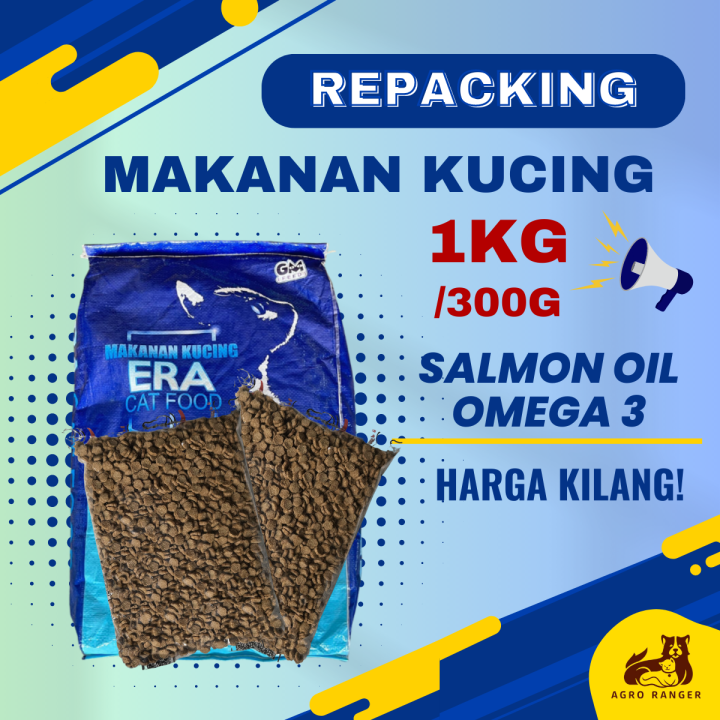 Era Cat salmon omega oil Repacking 1KG cat food / Makan kucing repack ...