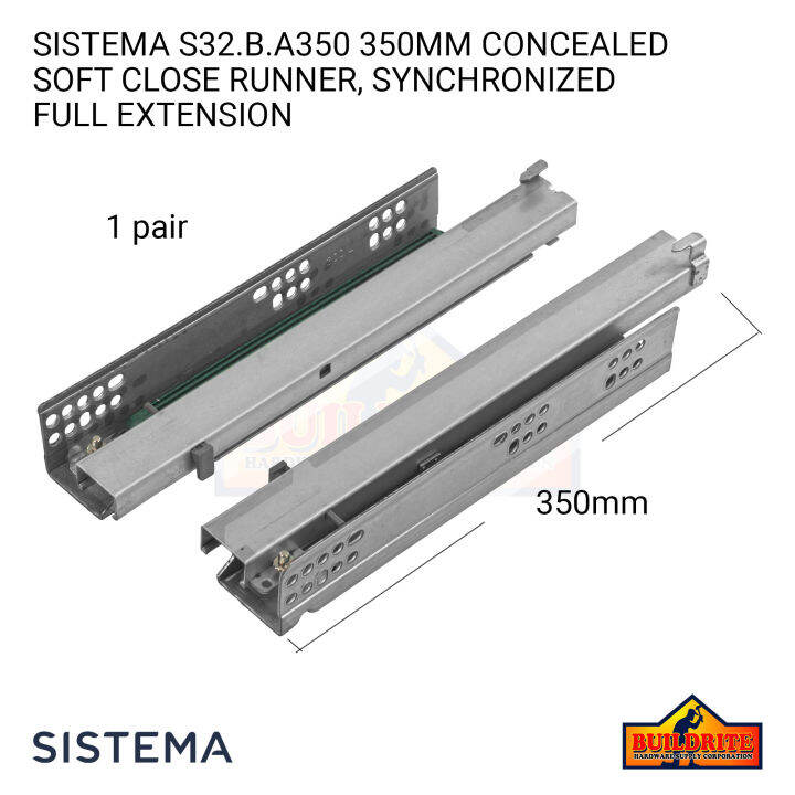SISTEMA B.A350 350mm Zinc Plated Galvanized Steel Concealed Soft Close ...