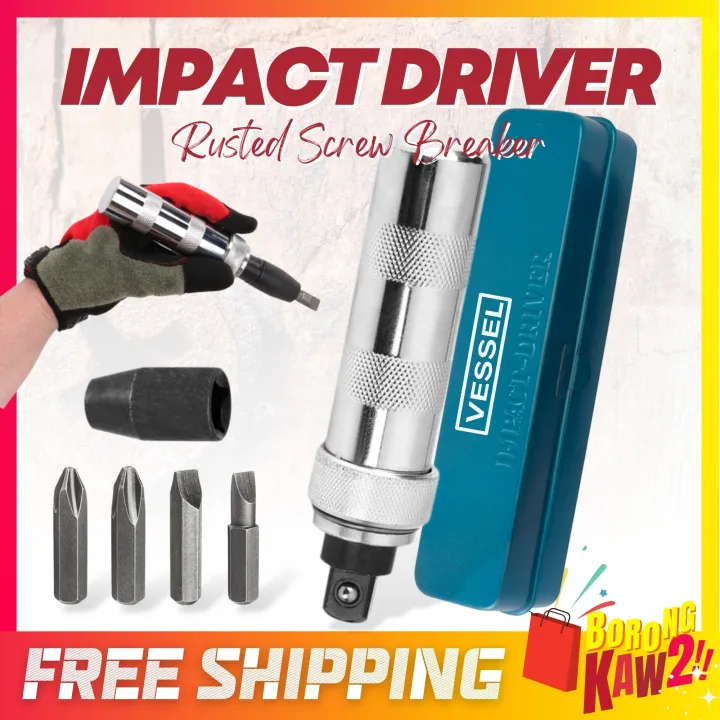 BKK VESSEL 2500 Impact Driver Screwdriver with 4 Bits Loose Rust Screw Pemutar Skru Driver Tool ...