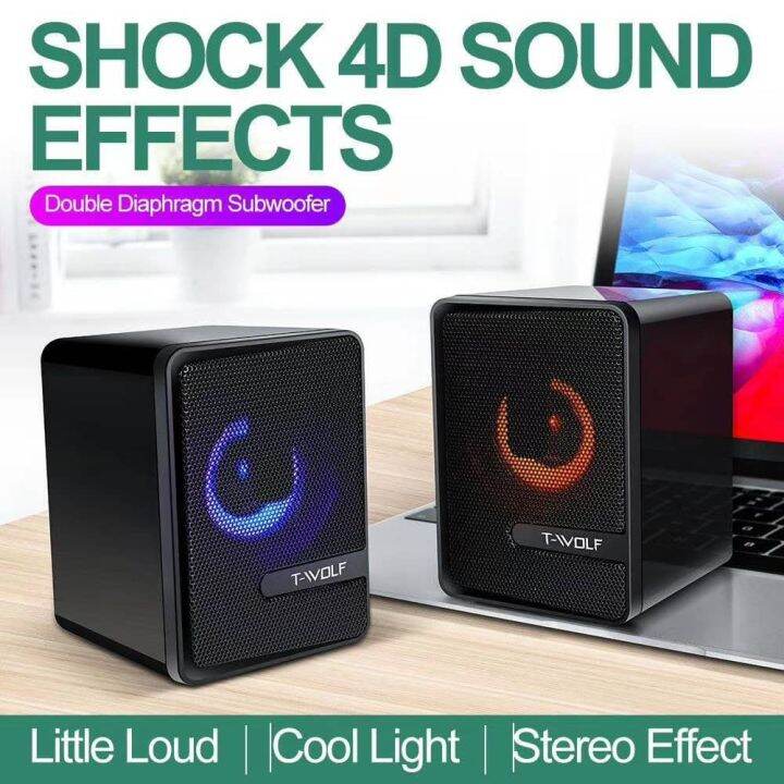 T-Wolf S3 / S2 / S5 luminous Speaker with Diaphragm Creative Desktop ...