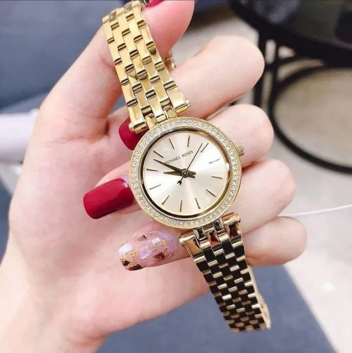 Guaranteed Authentic Michael Kors Mini Darci Champagne Dial Gold-tone ...