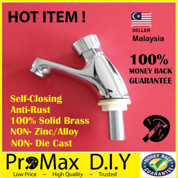 ProMax Basin Cold Tap Bottom Mounted Self-Closing Bathroom Faucet Solid ...