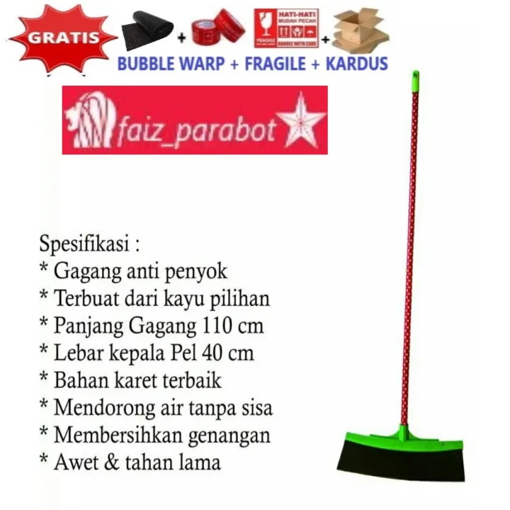 Serokan Air gagang kayu / Slaber Pel Karet / Alat Pembersih Lantai ...