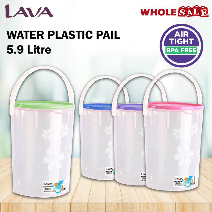 LAVA Water Plastic Pail Container Bucket BPA FREE AIRTIGHT 5.9L /Baldi ...