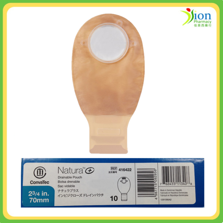 CONVATEC 416422 NATURA + DRAINABLE POUCH WITH FILTER & INVISICLOSE 70MM ...