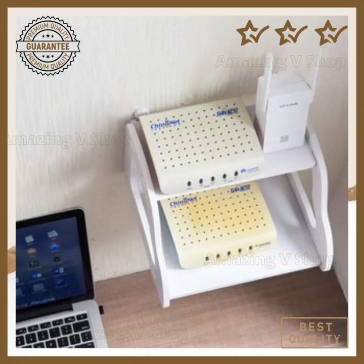 Wooden Wall Mounted Wifi Router Shelf Set-Top Box Bracket Storage Box ...