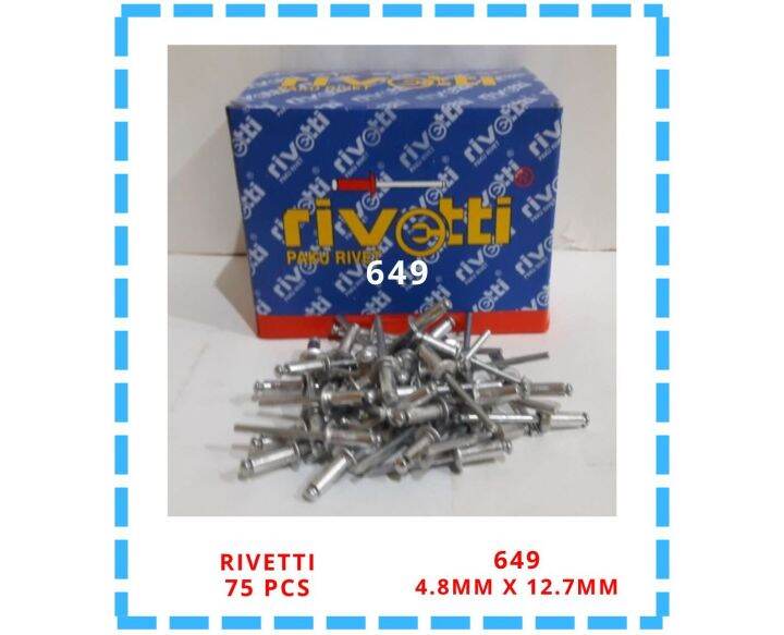 ISI 75 PCS PAKU RIVET MERK RIVETTI 649 UKURAN 4.8mm x 12.7mm | Lazada Indonesia