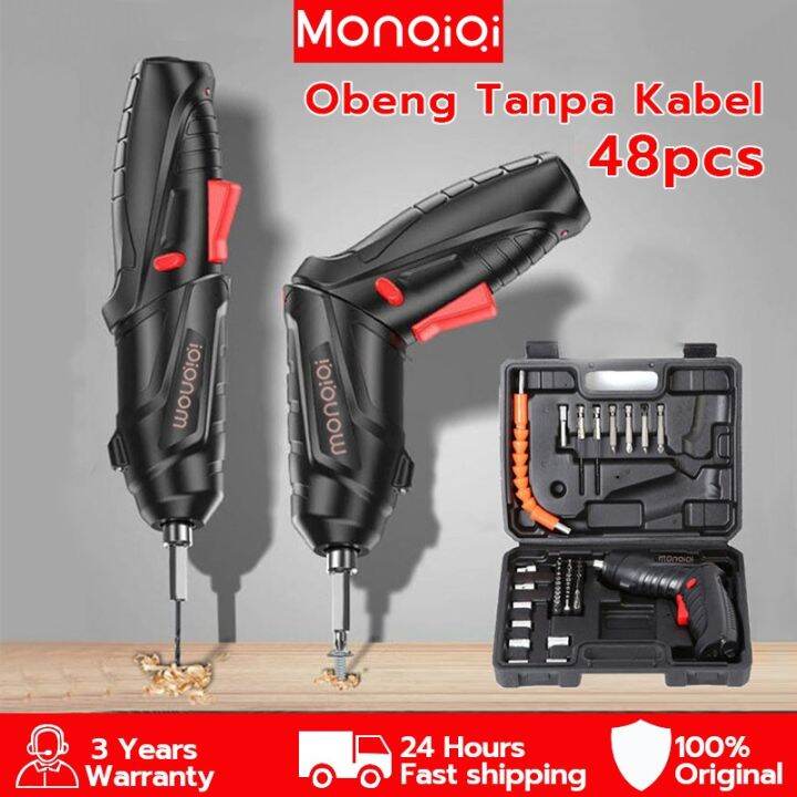 MONQIQI Bor obeng listrik Cordless Screwdriver 4.2 V Mesin bor baterai impact cordless drill 49 ...