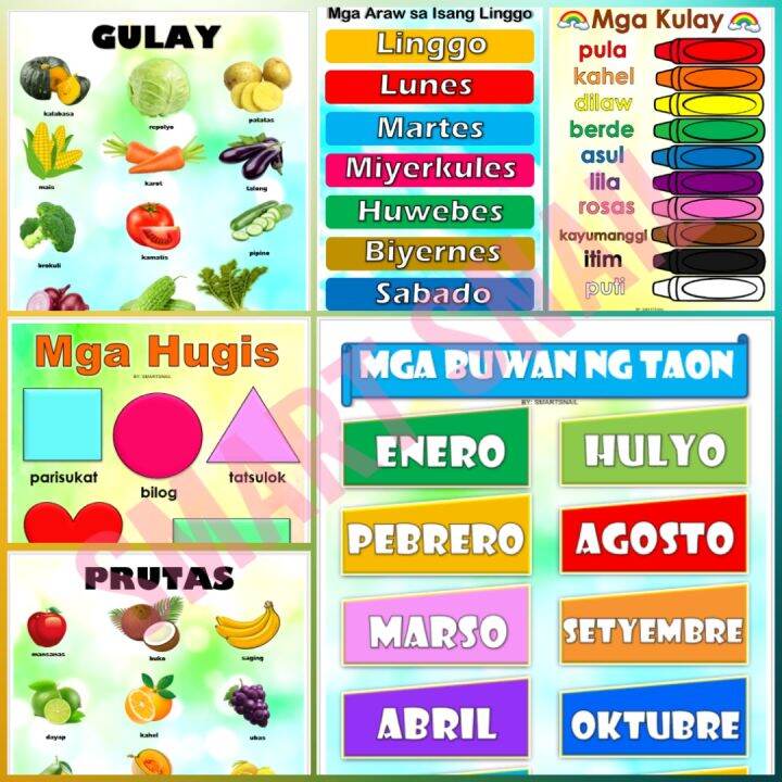 Laminated TAGALOG Educational Wall Charts for Kids | Lazada PH