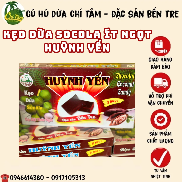 Kẹo dừa cacao/ socola Huỳnh Yến - Kẹo dừa socola Huỳnh Yến 250g - Đặc ...