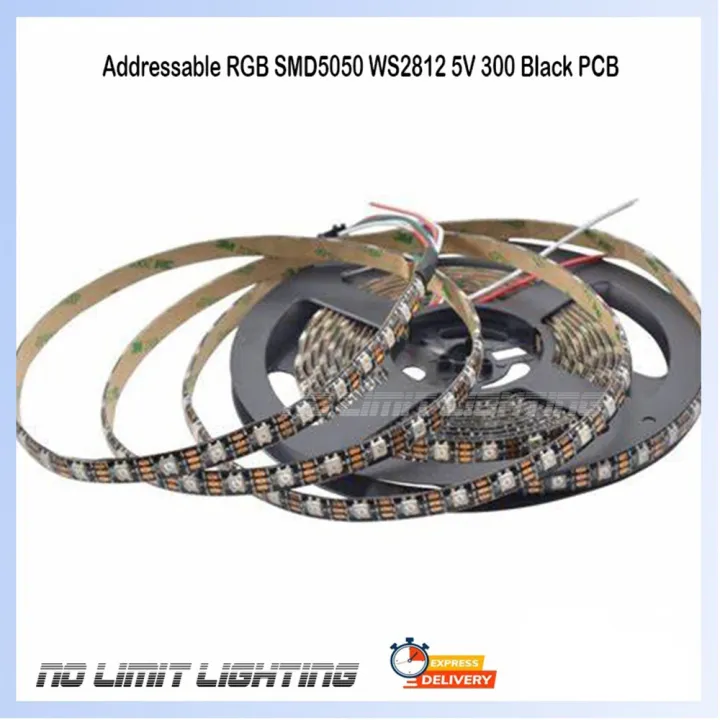 Addressable Led Strip WS2812B RGB 5V IP20 300 LEDs 300 Pixels Hitam PCB ...