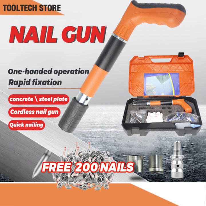 【Free 200 Nails】Nail Gun Power Tools Cordless Manual Steel Nails Gun ...