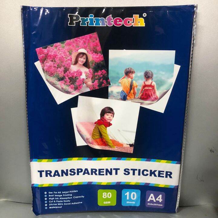 Kertas Tranparan Stiker Printech Transparent Sticker A4 80Gsm 10Sheets ...