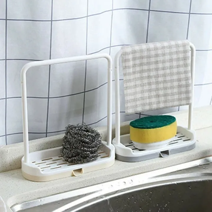 Rag Soap Rack Plastic Countertop Organizer Rack Detachable Dishcloth ...