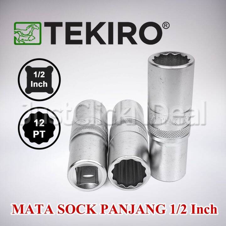 Tekiro Mata Sock Panjang 21 - 32 mm 1/2 Inch 12PT Kunci Sok Deep Wall ...