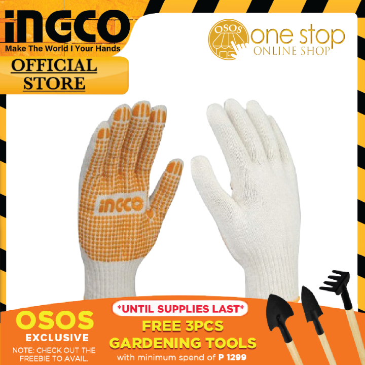 Ingco Original Knitted Cotton Gloves with Pvc DOTS HGVK05 •OSOS ...