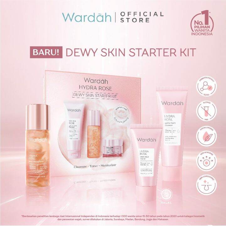 Wardah Hydra Rose Dewy Skin Starter Kit - ukuran mini/travel size ...