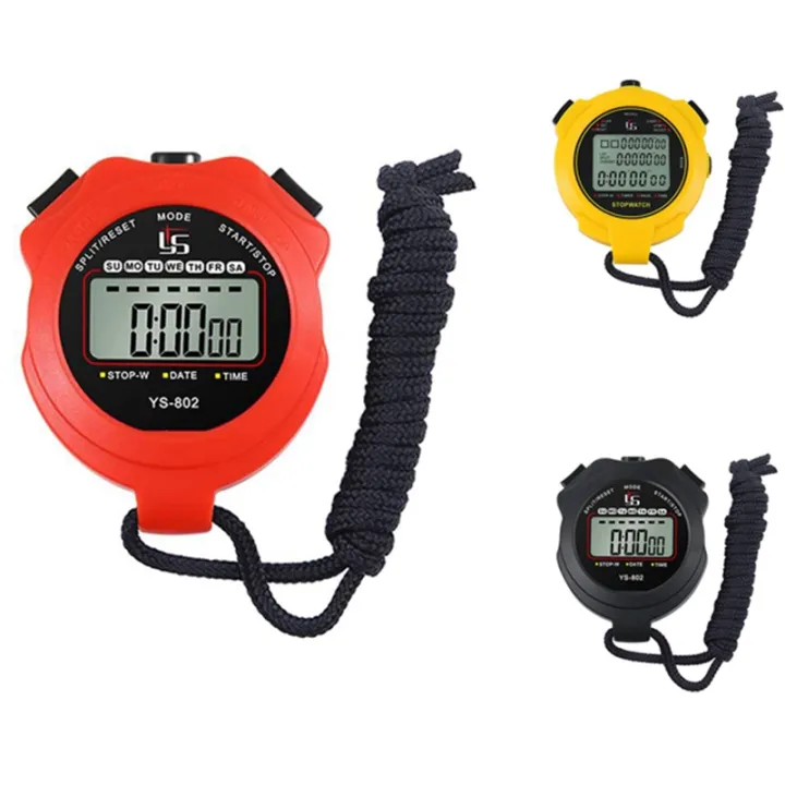 Sports Stopwatch Timer Lap Split Digital Stopwatch with Clock Calendar Alarm, Shockproof ...