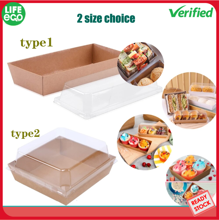 LIFE ECO 4 Inch Kraft Box Square Mini Cake Paper Box Food Box Packaging ...