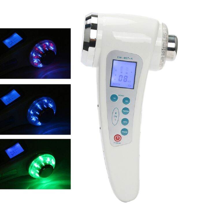 Ultrasonic Face Massager Colored LED Light Facial Photon Ultrasound ...